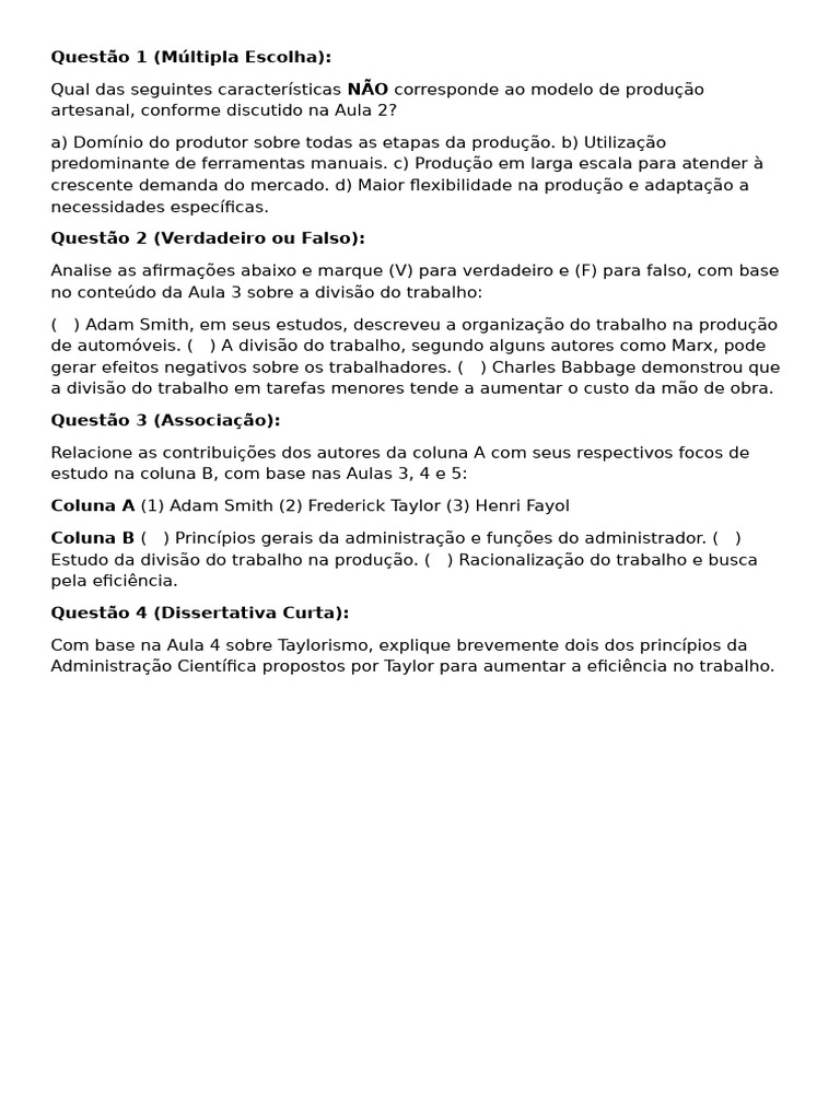 atividade para ap1 | PDF | Divisão de trabalho | Economias