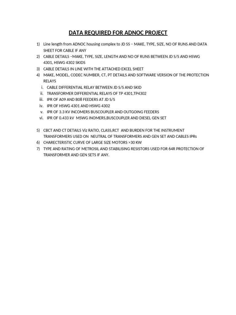 ADNOC A09 Project Data Requirements | PDF