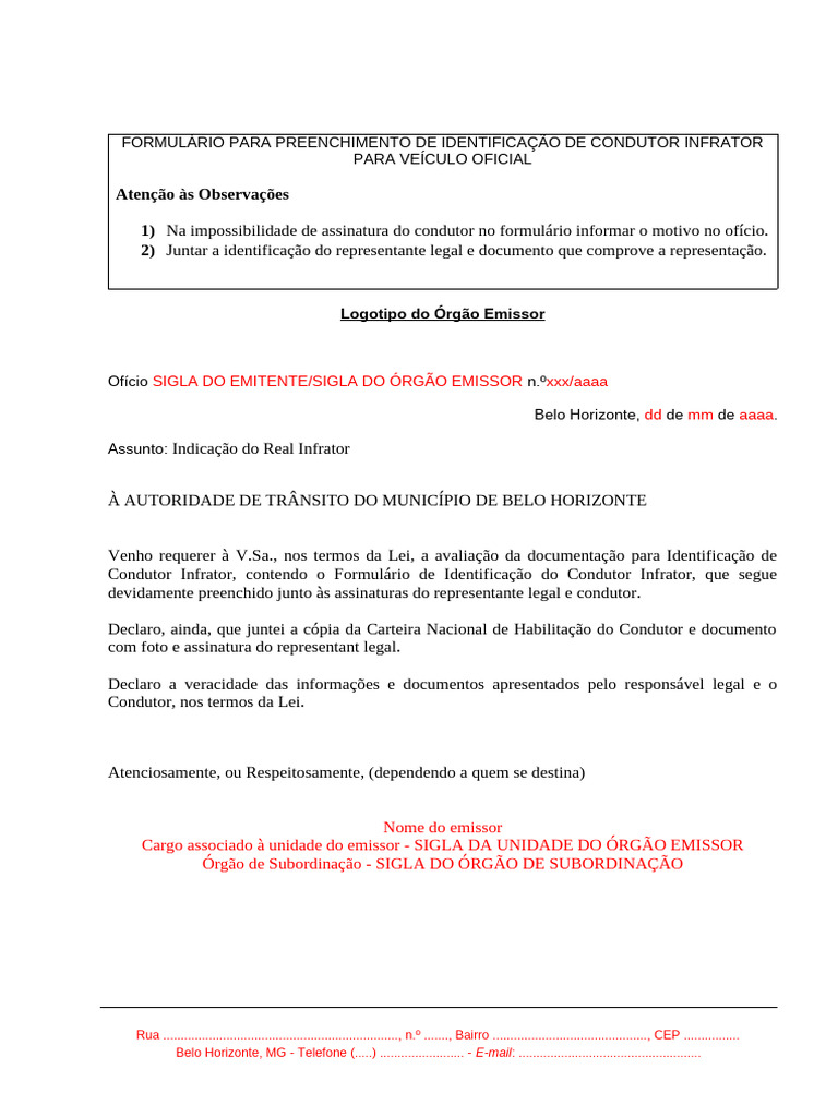 Identificação de Condutor Infrator | PDF