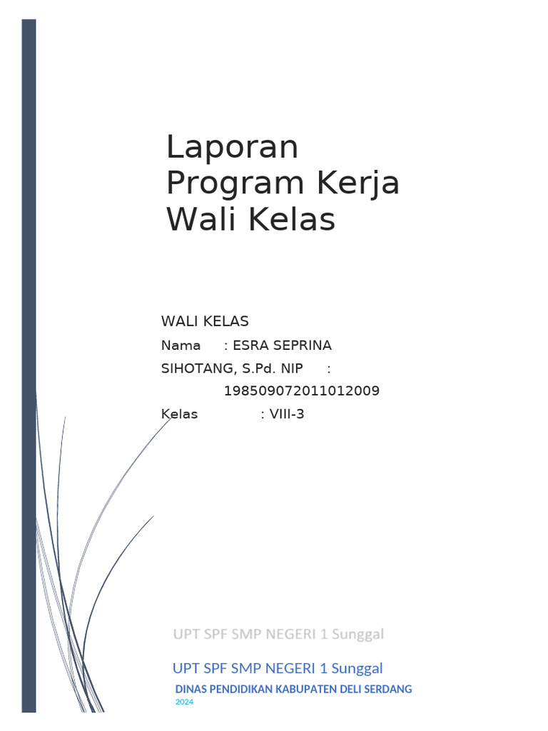 Laporan Program Kerja Wali Kelas 8-3 2024 | PDF