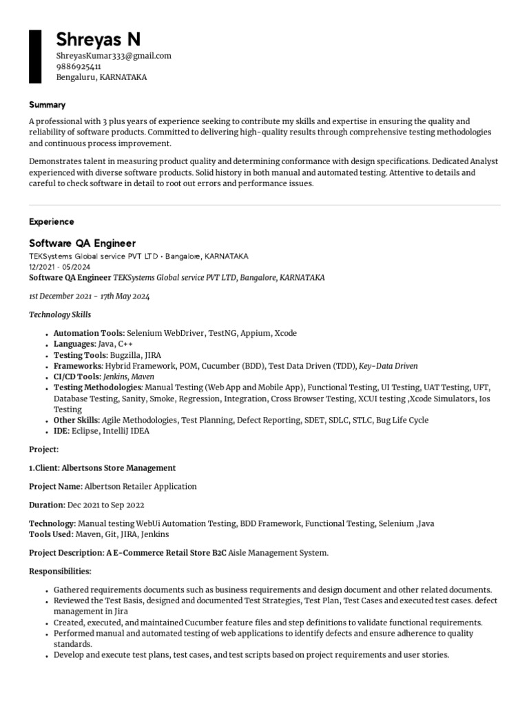 Shreyas N Resumed His I Am Not Able To See | PDF | Selenium (Software ...