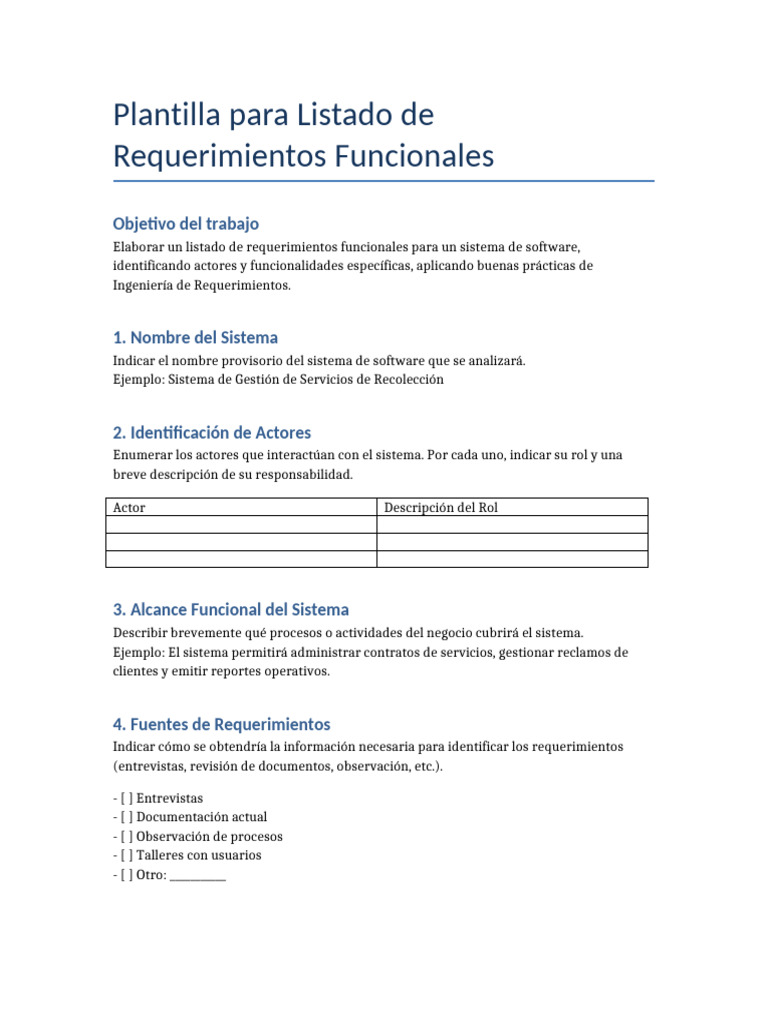 Plantilla para Listado de Requerimientos_Funcionales | PDF