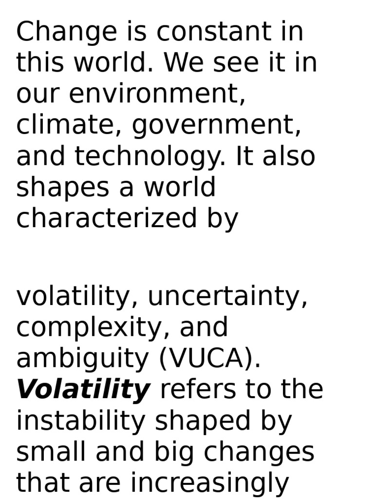 Thriving in a VUCA World: Adapting to Change | PDF