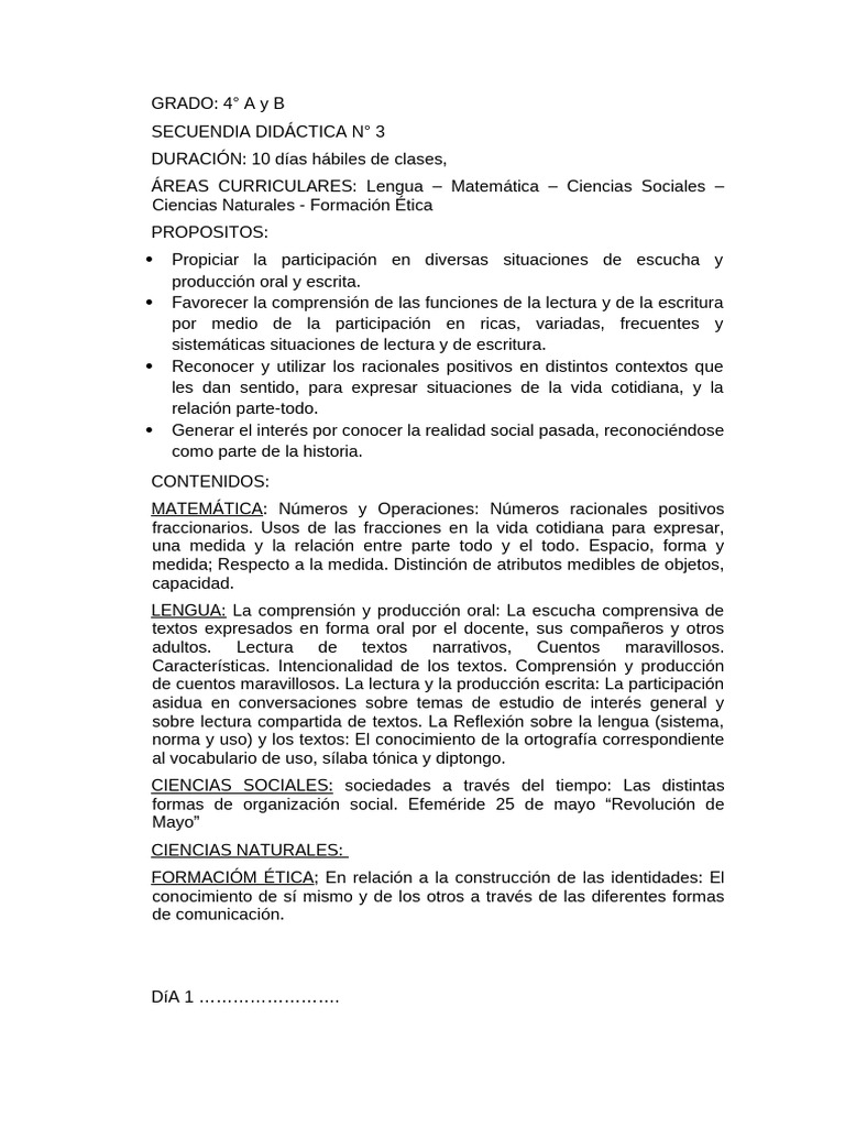 Cuarto Grado SECUENCIA N°3 | PDF | Escritura