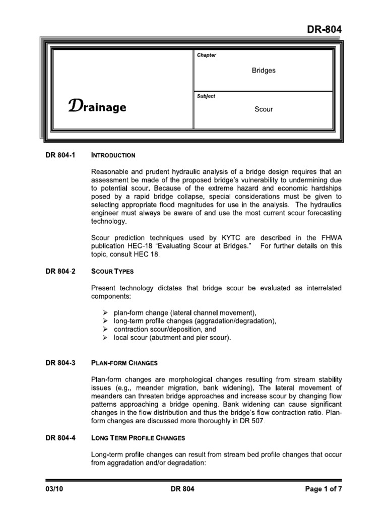 Drainage Guidance Manual On Scour | PDF