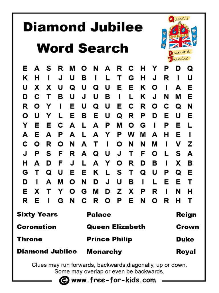 Queens Diamond Jubilee Word Search | PDF | Elizabeth Ii | Queen Victoria