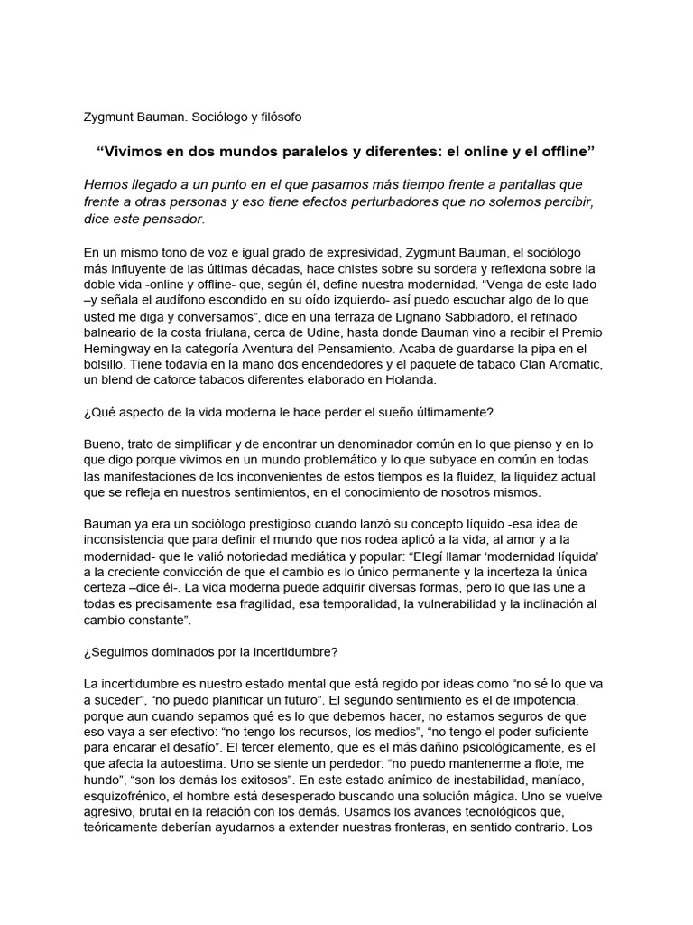 Zygmunt Bauman | PDF | Globalización