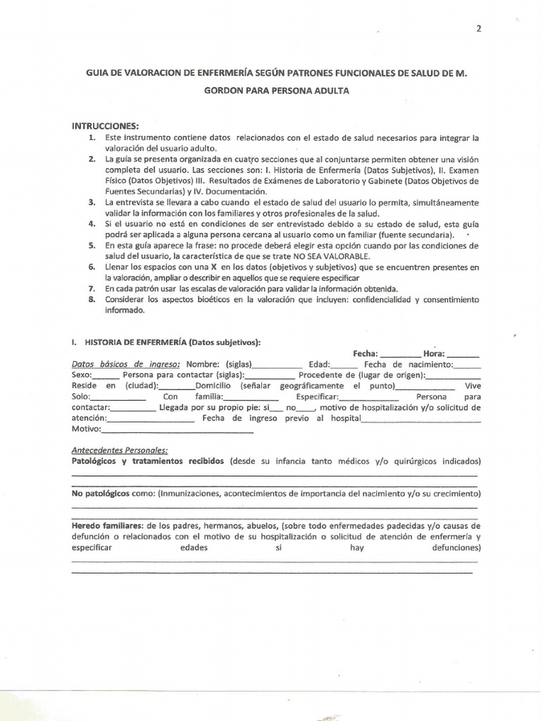 Guia de Valoración de Enfermeria-Patrones Funcionales de M-Gorg | PDF