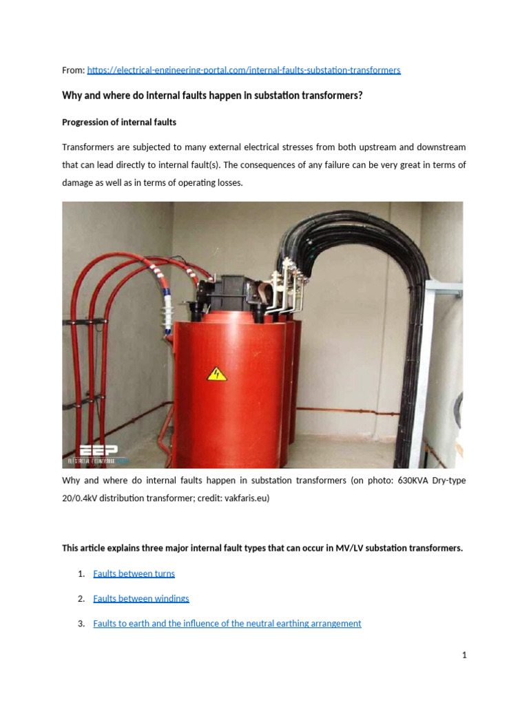 Why and Where Do Internal Faults Happen in Substationn Transformers ...