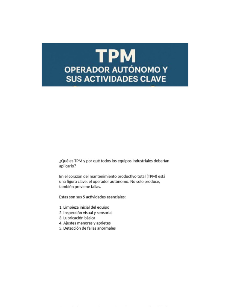 Mantenimiento Productivo Total TPM - 2 | PDF