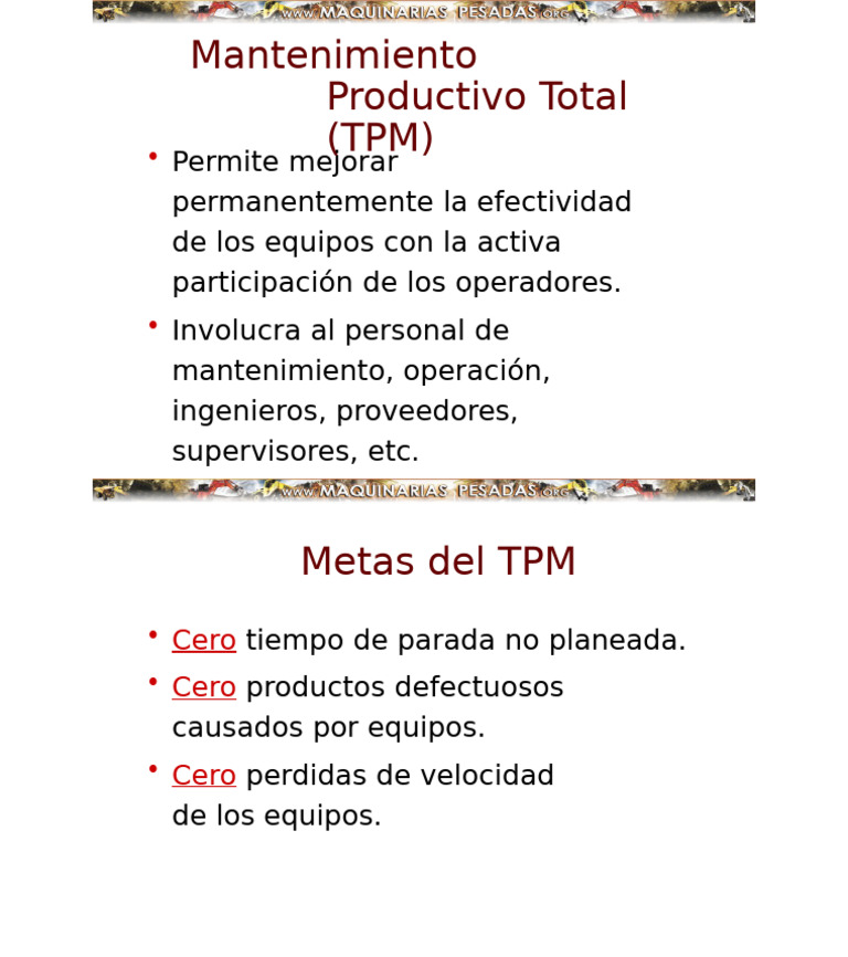 Mantenimiento Productivo Total (TPM) | PDF