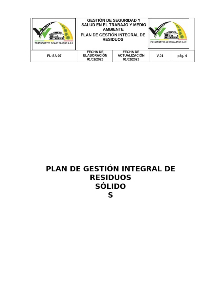 PL-SA-07 PGIRS | PDF | Residuos | Reciclaje