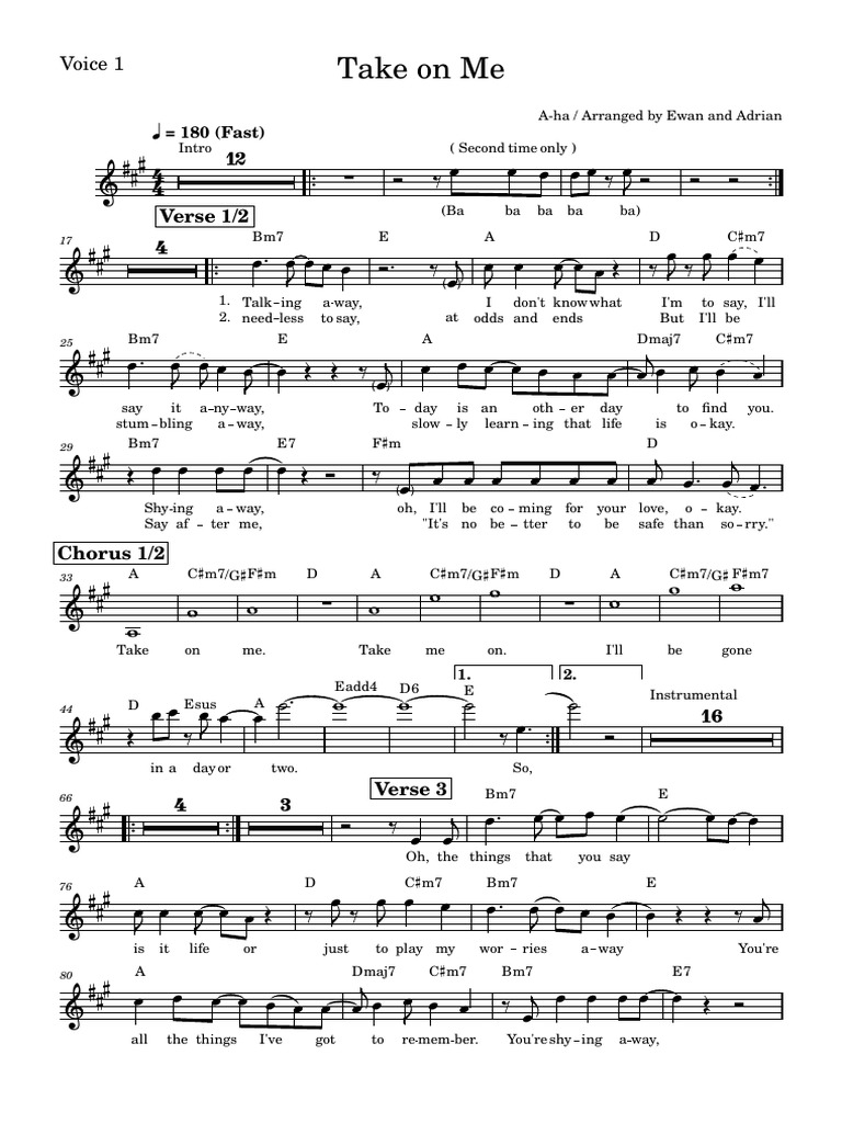 Take On Me-Voice - 1 | PDF