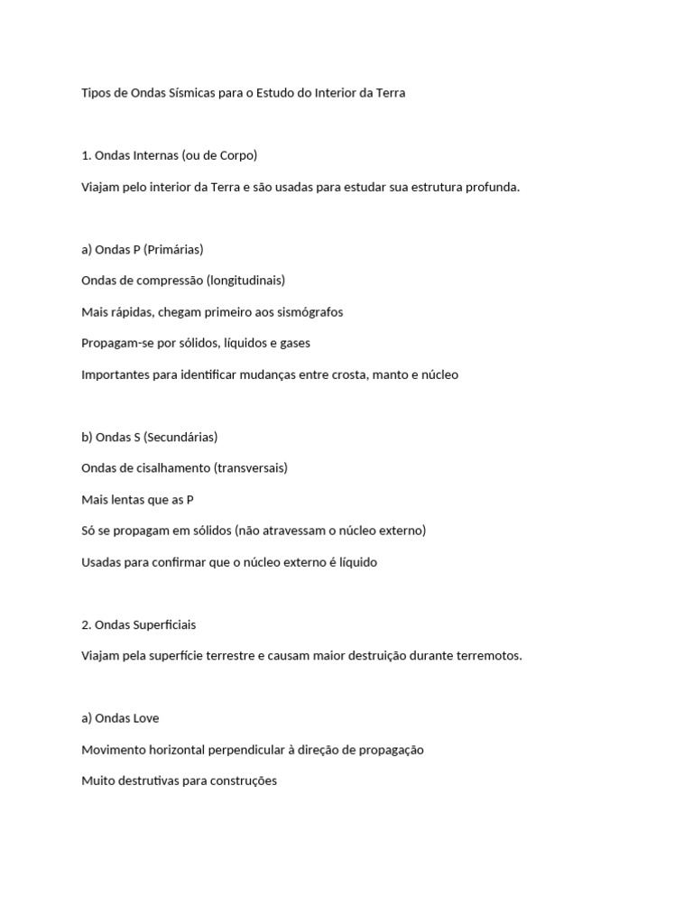 Tipos de Ondas Sísmicas e Suas Características | PDF | Geociências ...