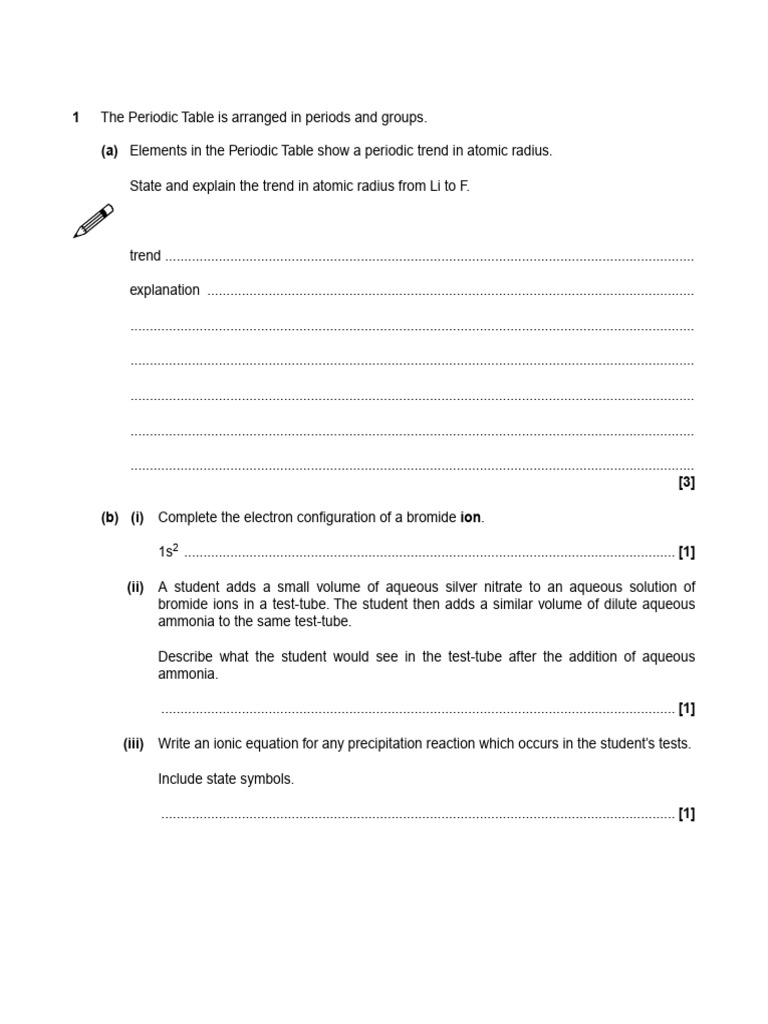 Periodic Table, Group 2 and The Halogens 1 QP | PDF | Chemical ...