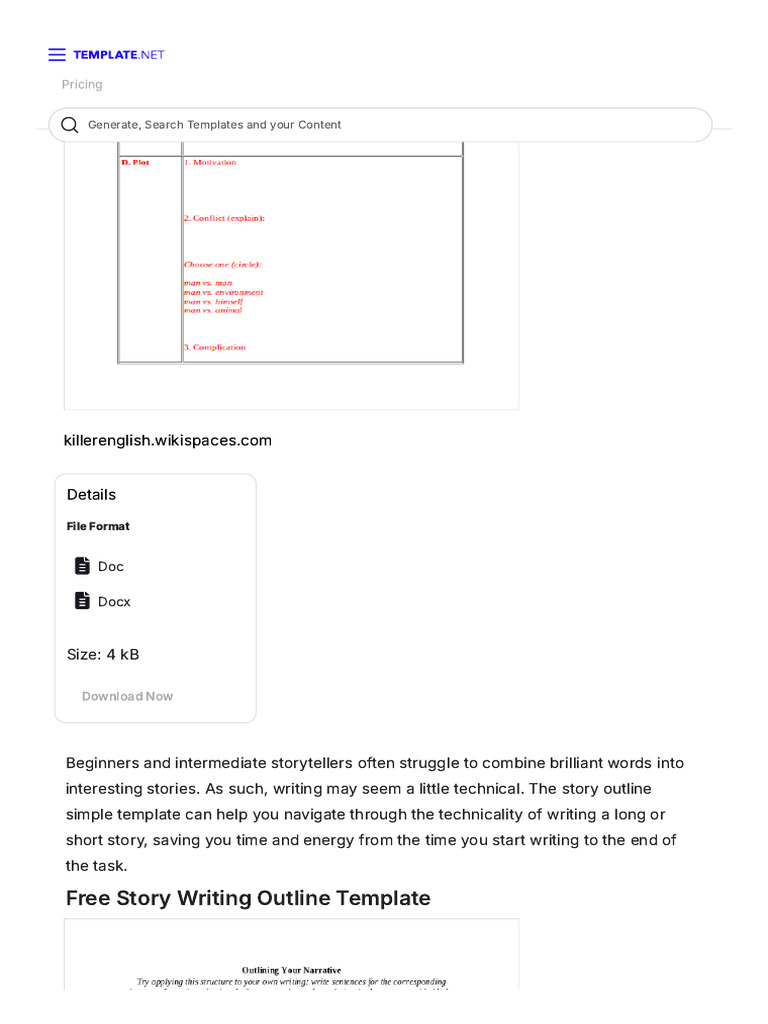 Free Story Outline Template Download | PDF