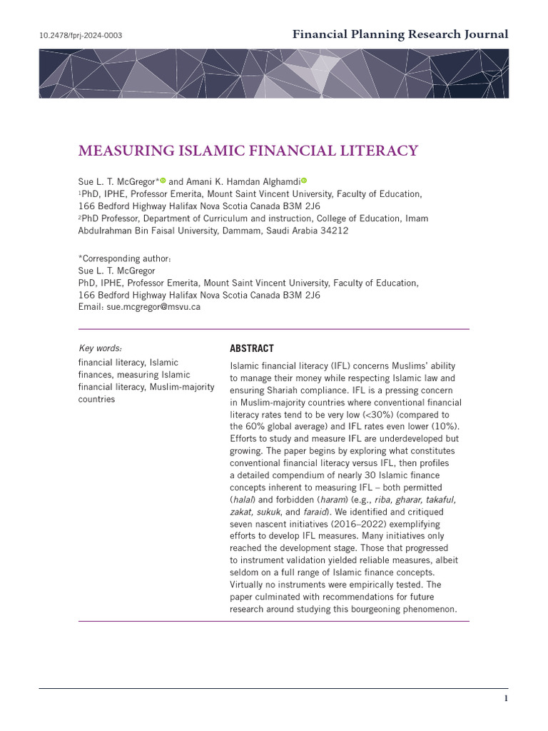 Measuring Islamic Financial Literacy | PDF | Islamic Banking And ...