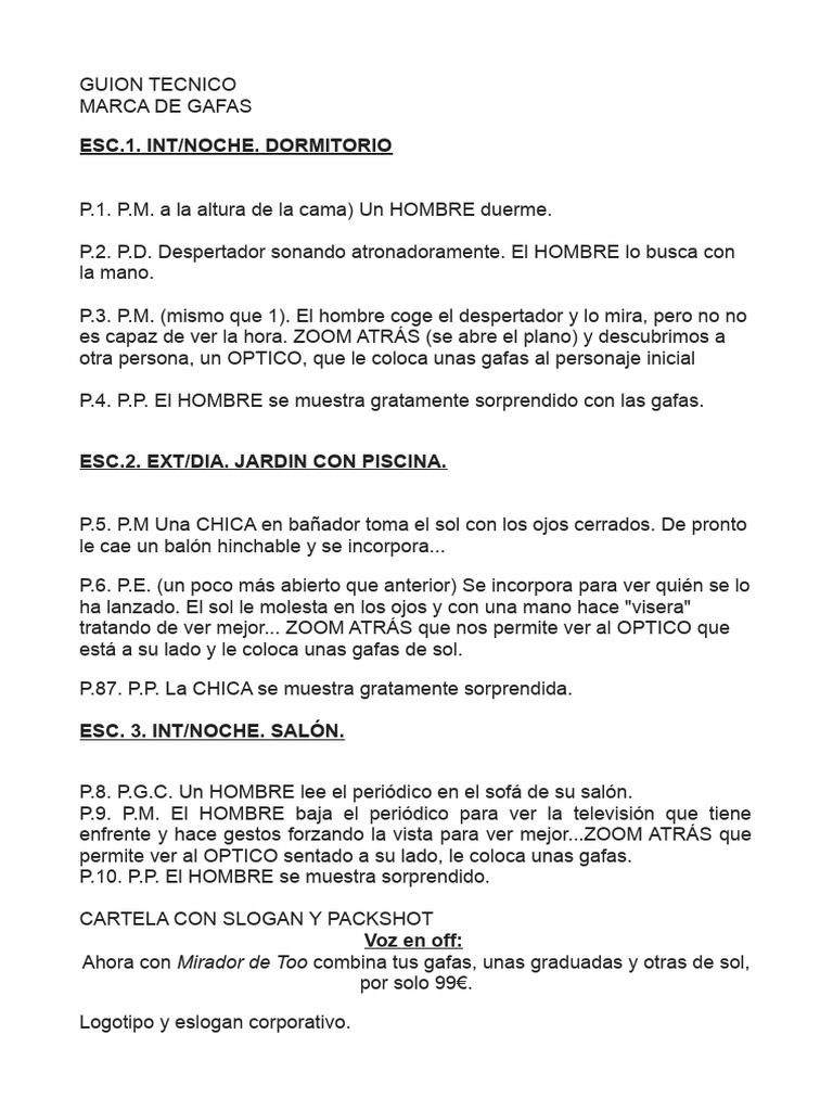Guion Técnico para Gafas Mirador de Too | PDF