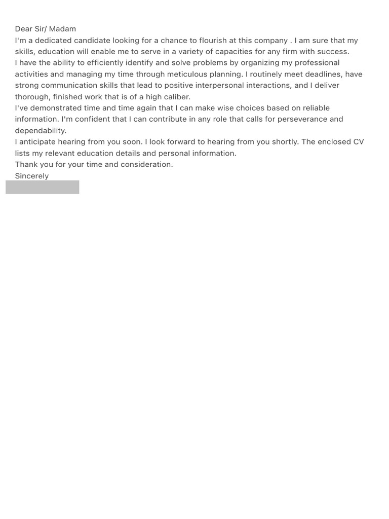 Cover Letter | PDF