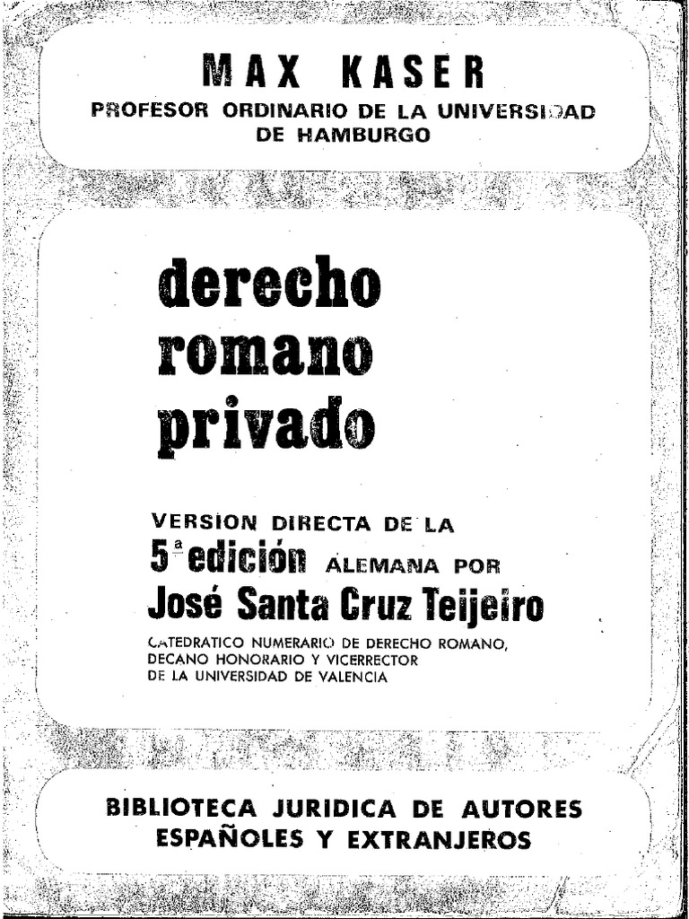 Derecho Romano Privado Max Kaser | PDF
