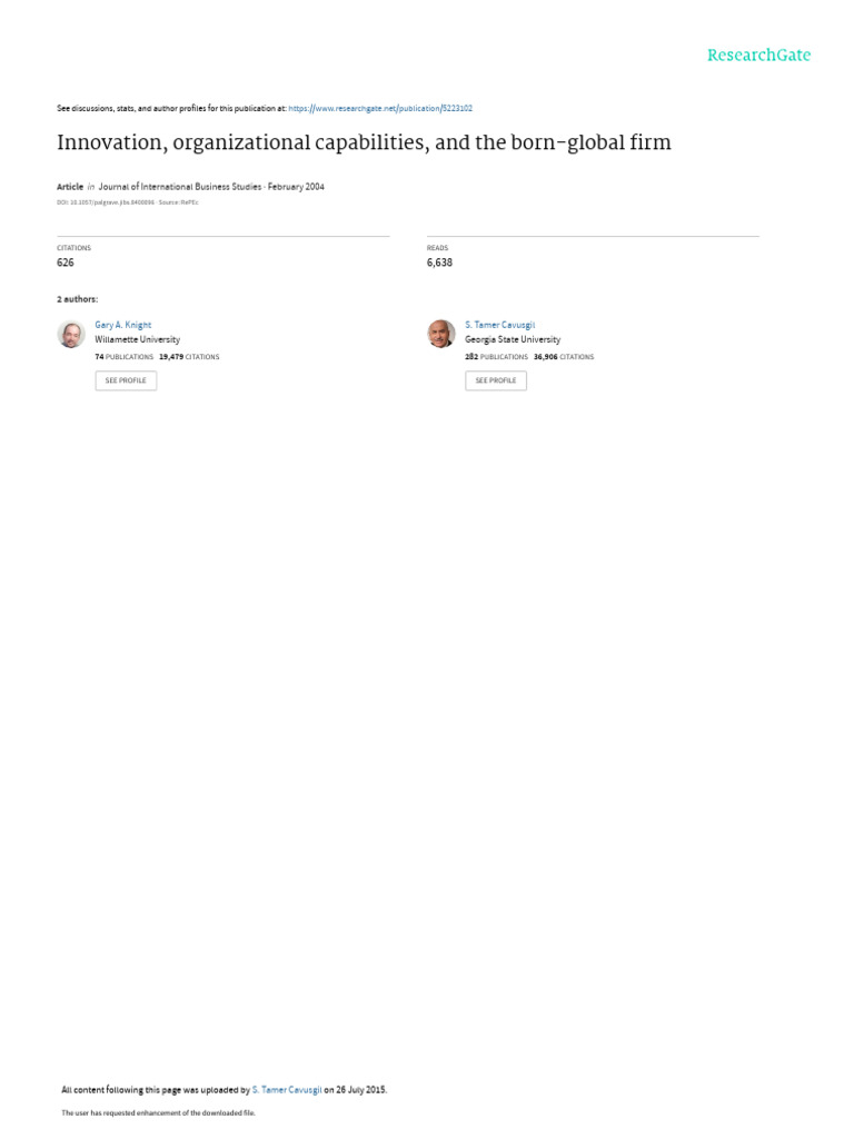 JIBS2004 Innovation Orgl Capabilitiesthe Born Global Firm | PDF ...