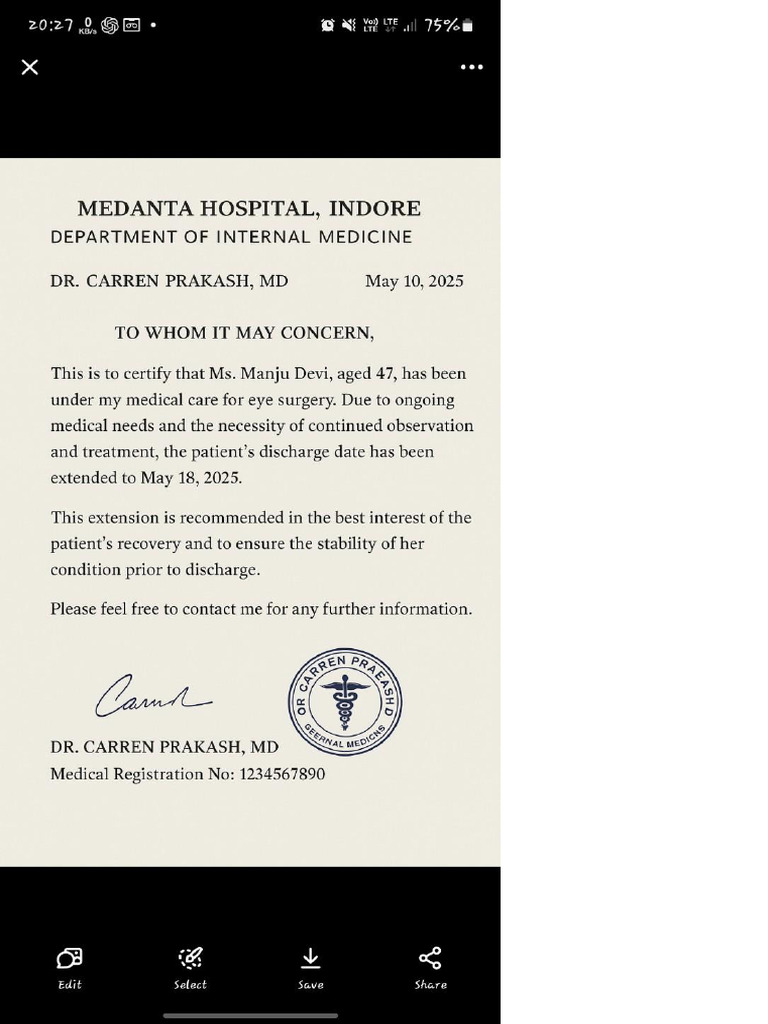 Discharge Extension Letter | PDF