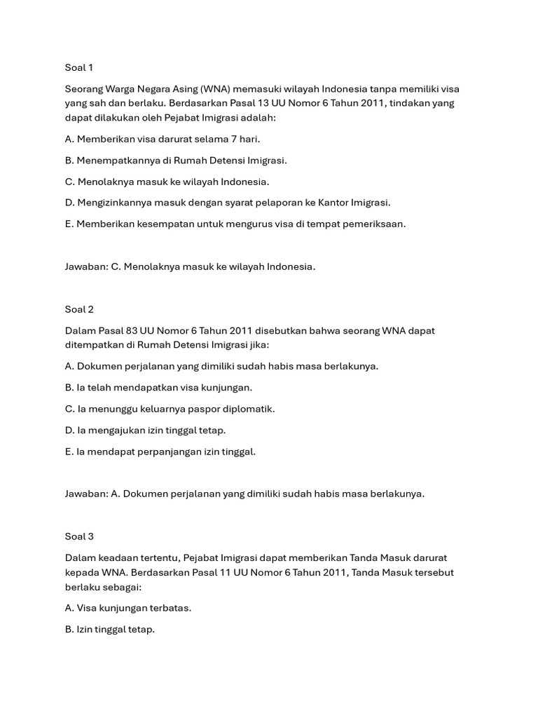 Aturan Imigrasi WNA di Indonesia | PDF