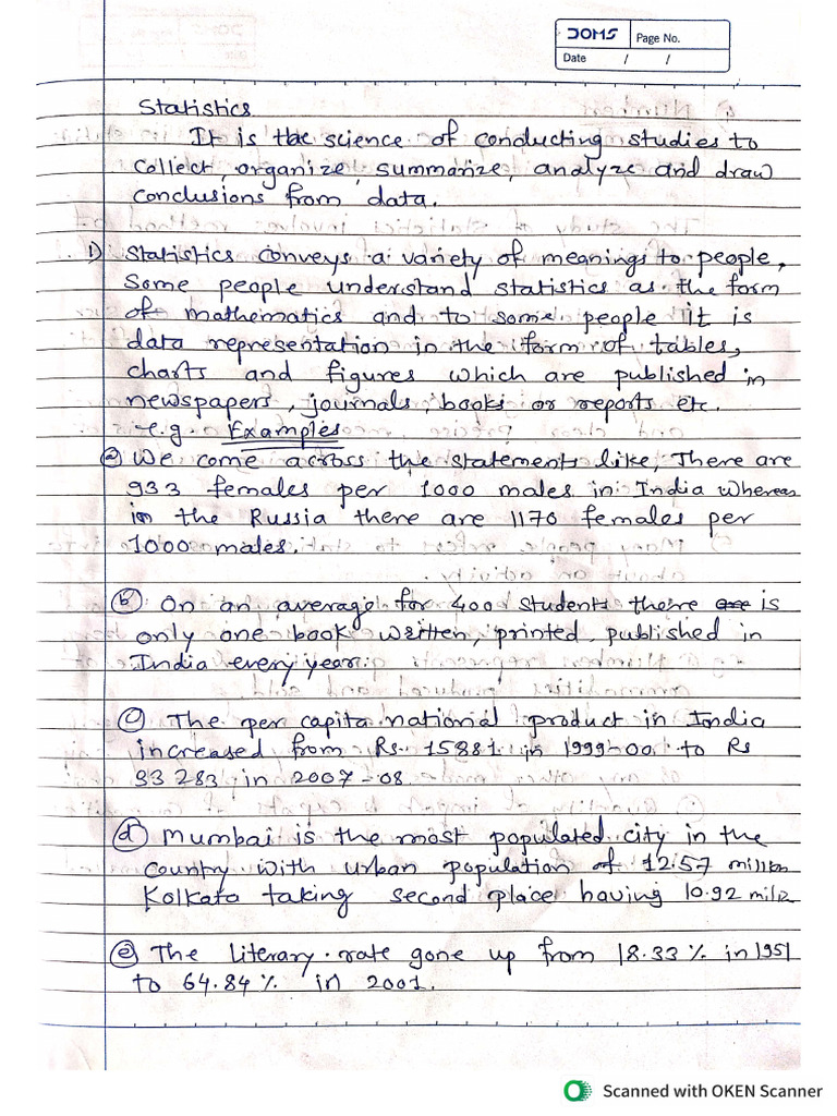 Unit 1 Statistics | PDF