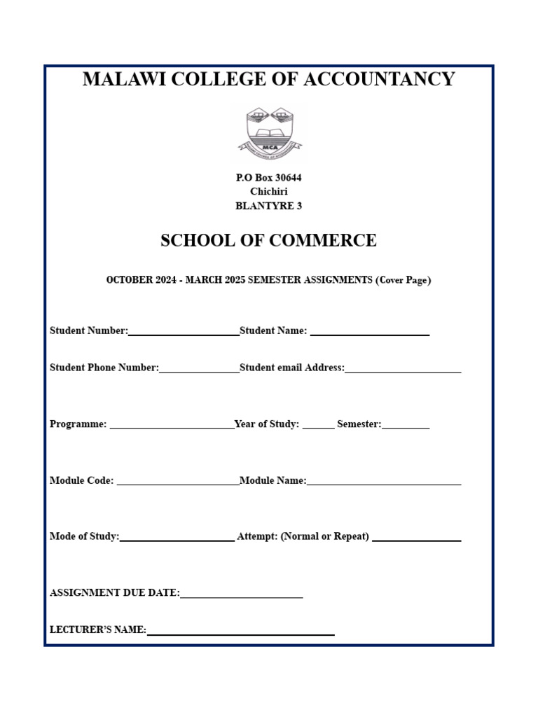 MCA Assignment Cover Page Template OM2024 - BT Campus | PDF