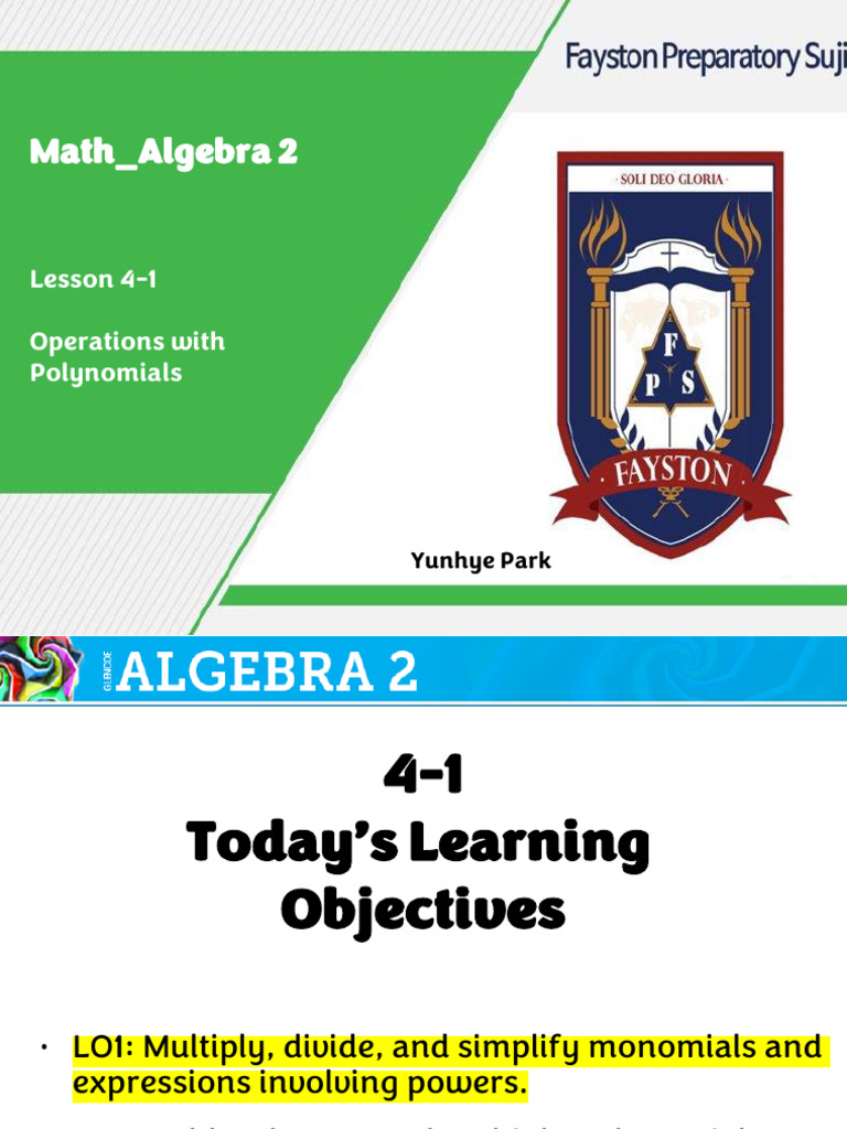 Operations with Polynomials in Algebra 2 | PDF | Polynomial | Interest