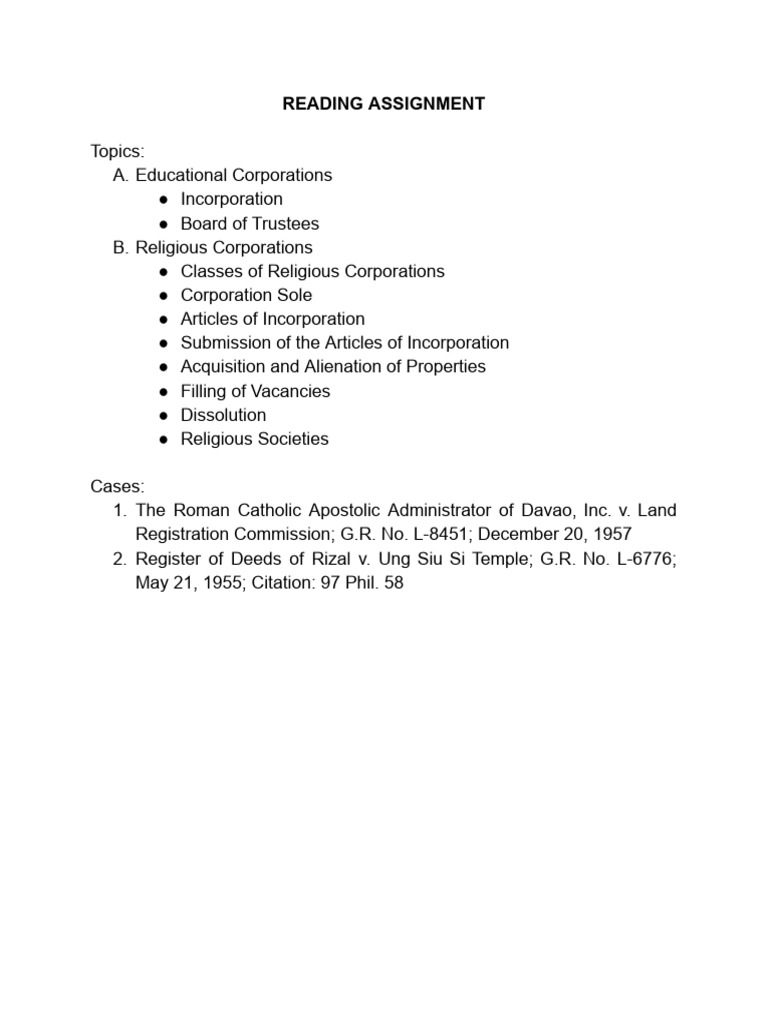 Educational & Religious Corporations | PDF