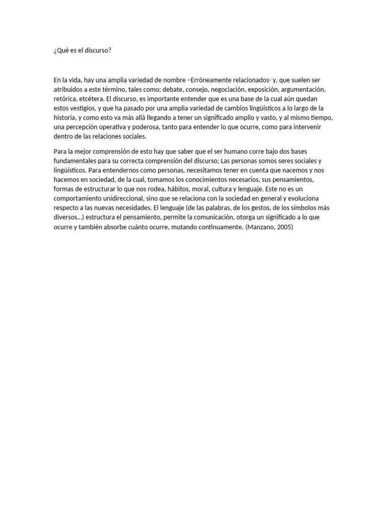 Qué Es El Discurso | PDF