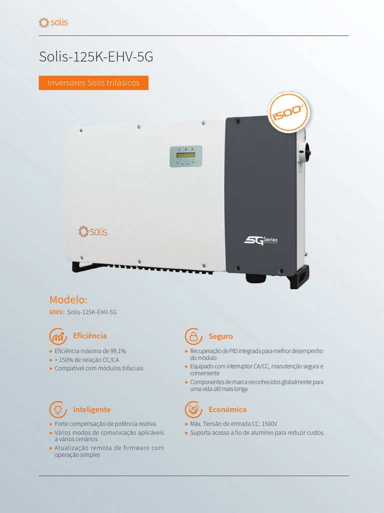 Datasheet Solis 125K EHV 5G | PDF | Corrente alternada | Eletromagnetismo