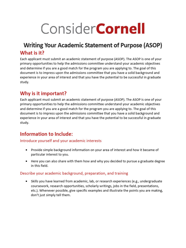 Writing Your Academic Statement of Purpose | PDF | Postgraduate ...