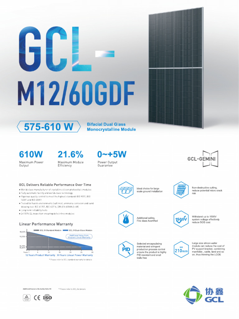 Data Sheet Do Panel Solar Gcl Gemini 575 610w | PDF
