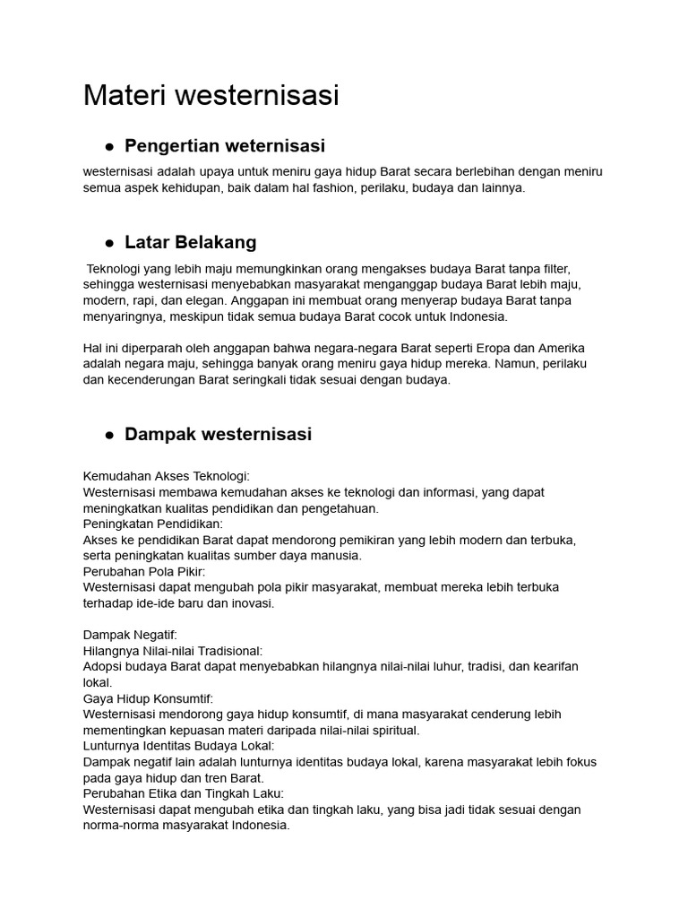 Materi Westernisasi-1 | PDF