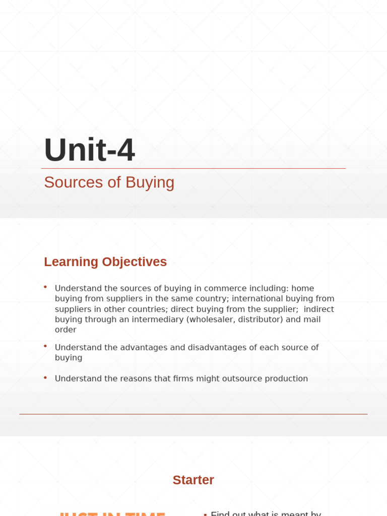 Unit-4 Sources of Buying | PDF | Supply Chain | Economies