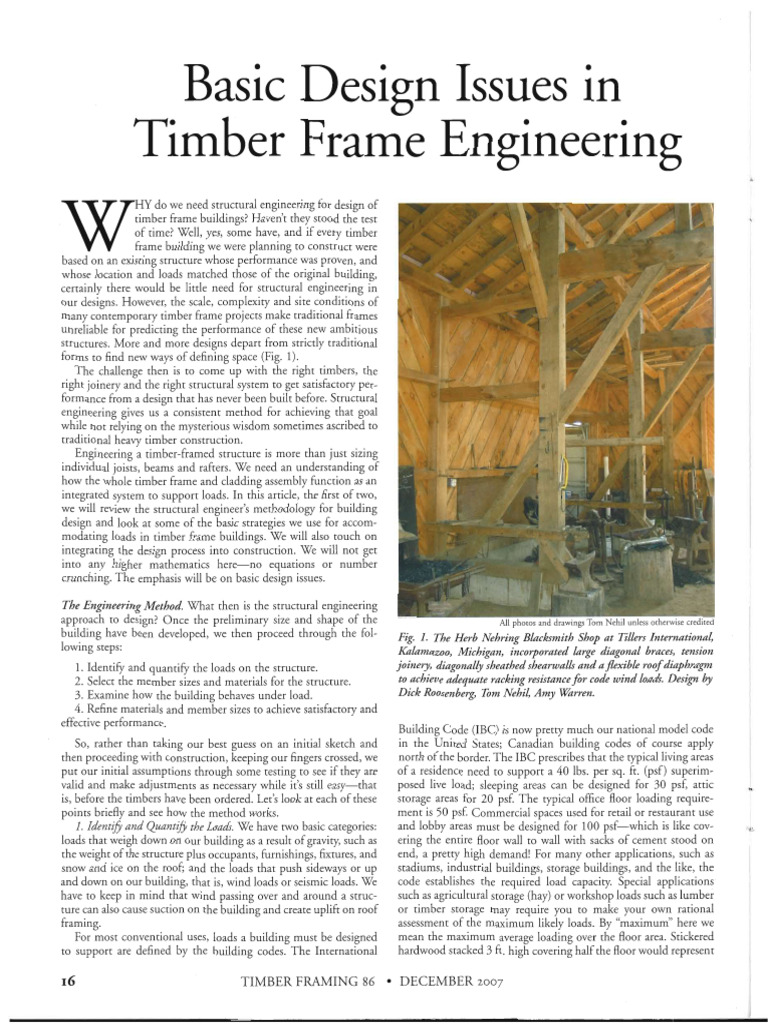 Basic Design Issues in Timber Frame Engineering | PDF