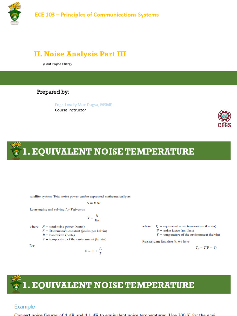 Chapter 2 Noise Analysis Part 3 Lecture Notes | PDF