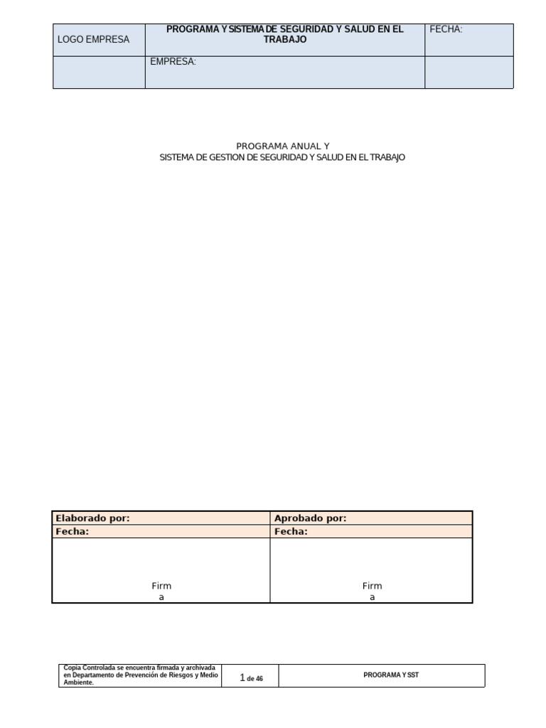 3 - Programa Anual y Sistema de Gestion de Seguridad y Salud en El Trabajo DS 44 | PDF ...