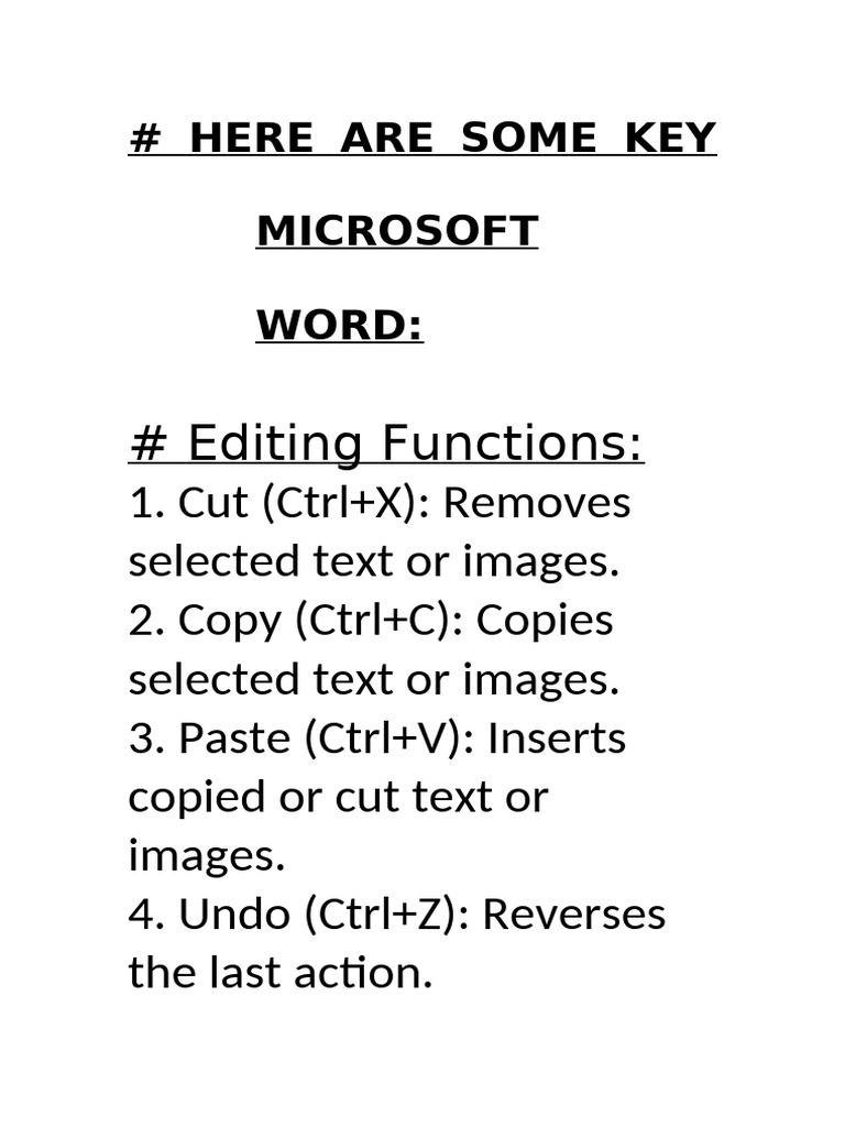 Essential Microsoft Word Functions Guide | PDF