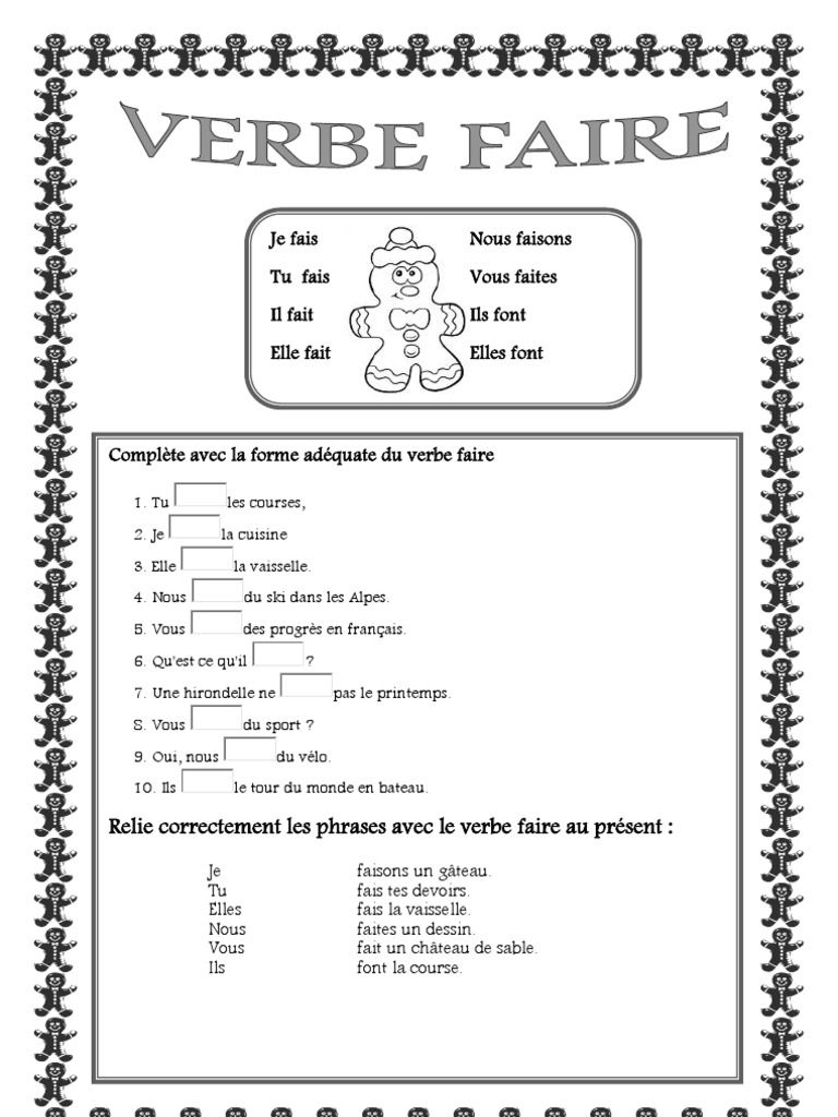 Exercices sur le verbe faire au présent | PDF | Arts du langage et ...