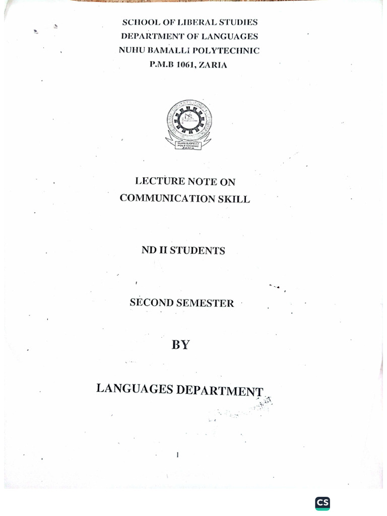 Communication Skills Second Semester ND2 | PDF