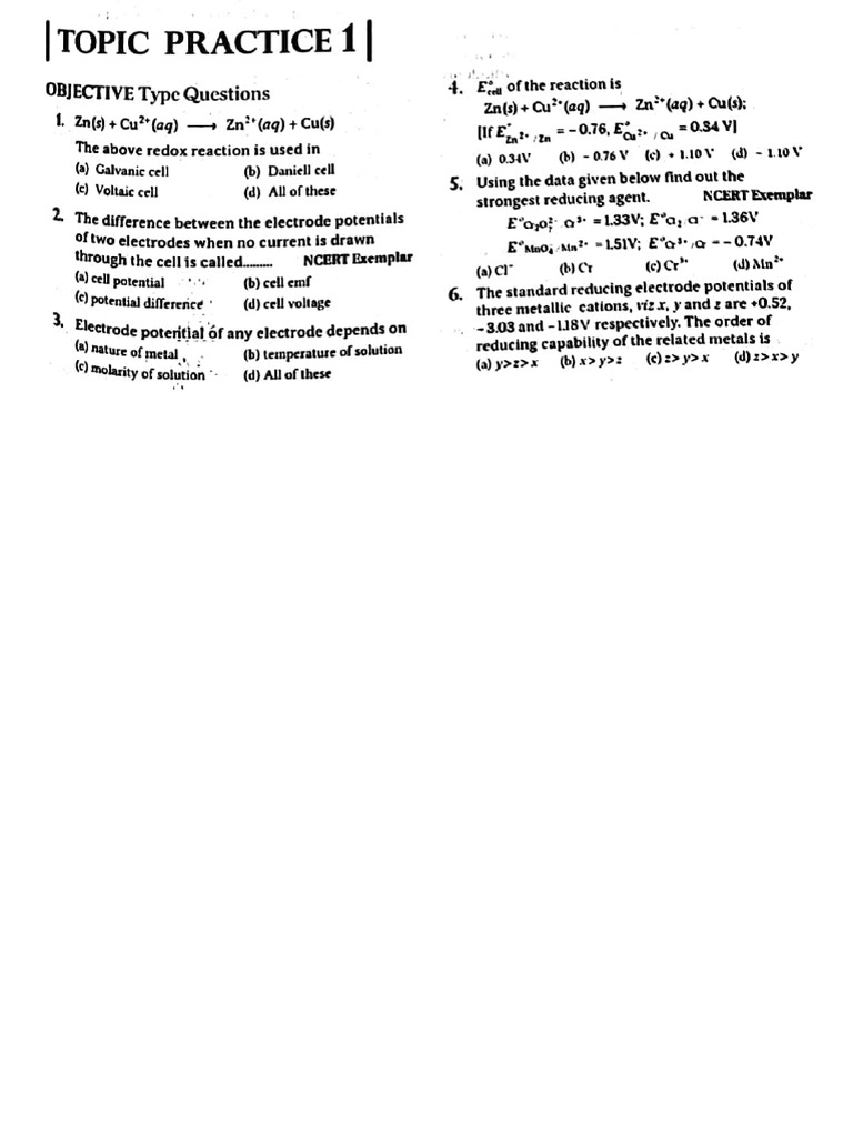 Standard Electrode Potential and Nerenst Equation | PDF | Redox | Physical Chemistry