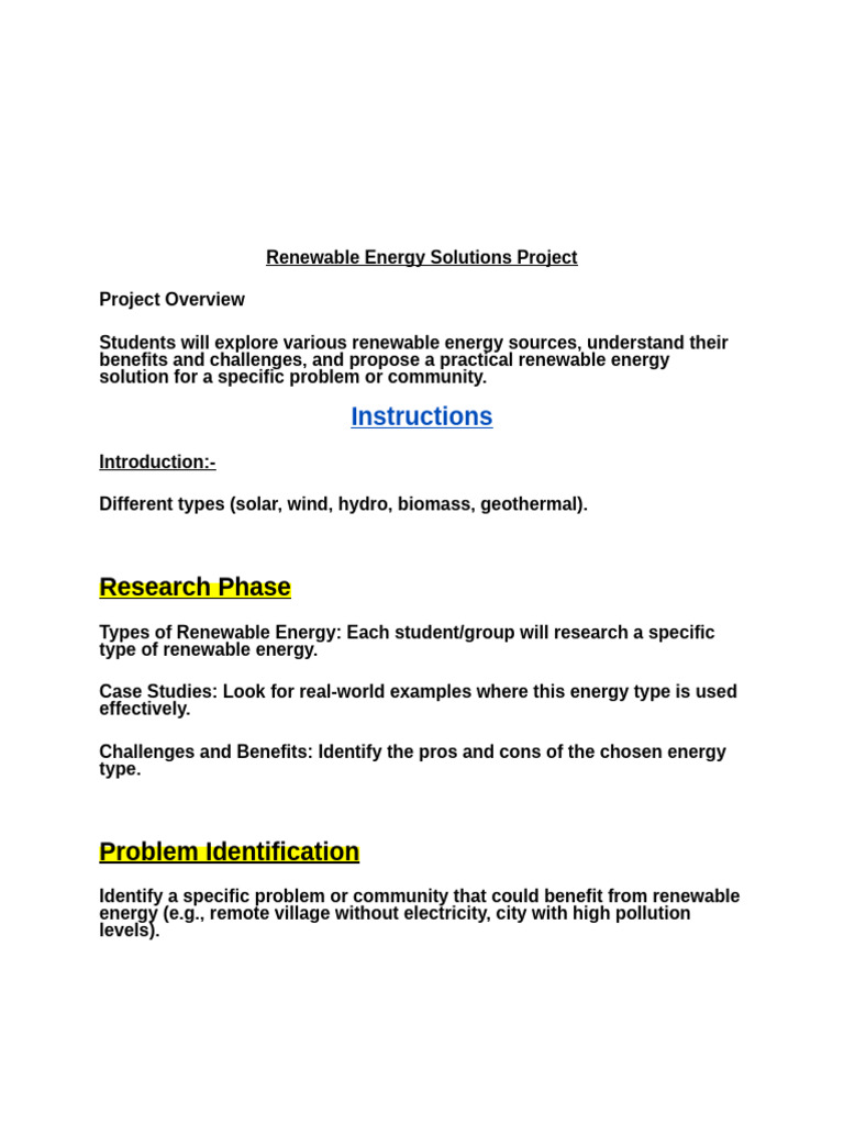 Renewable Energy Solutions Model Rubric (Grade 9) | PDF | Renewable ...