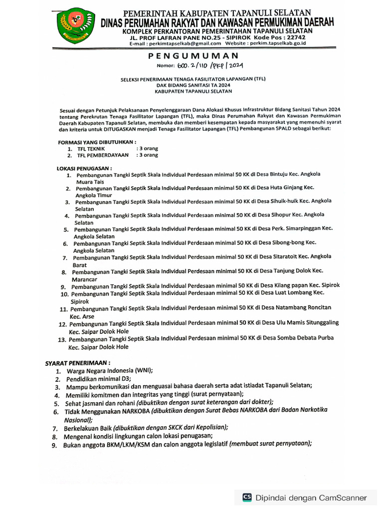 Pengumuman Dan Lampiran Penerimaan TFL 2024 | PDF