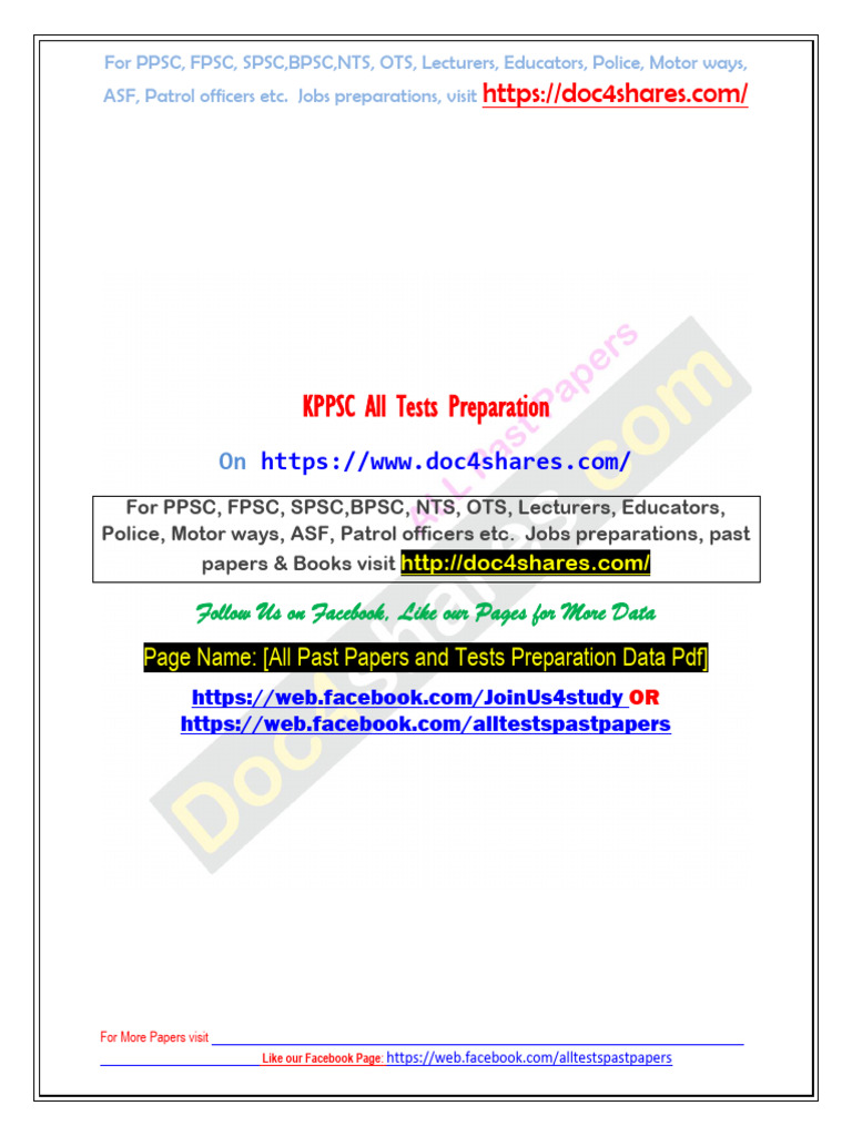 KPPSC Planning Officer Past Papers | PDF | Ranks | National Security