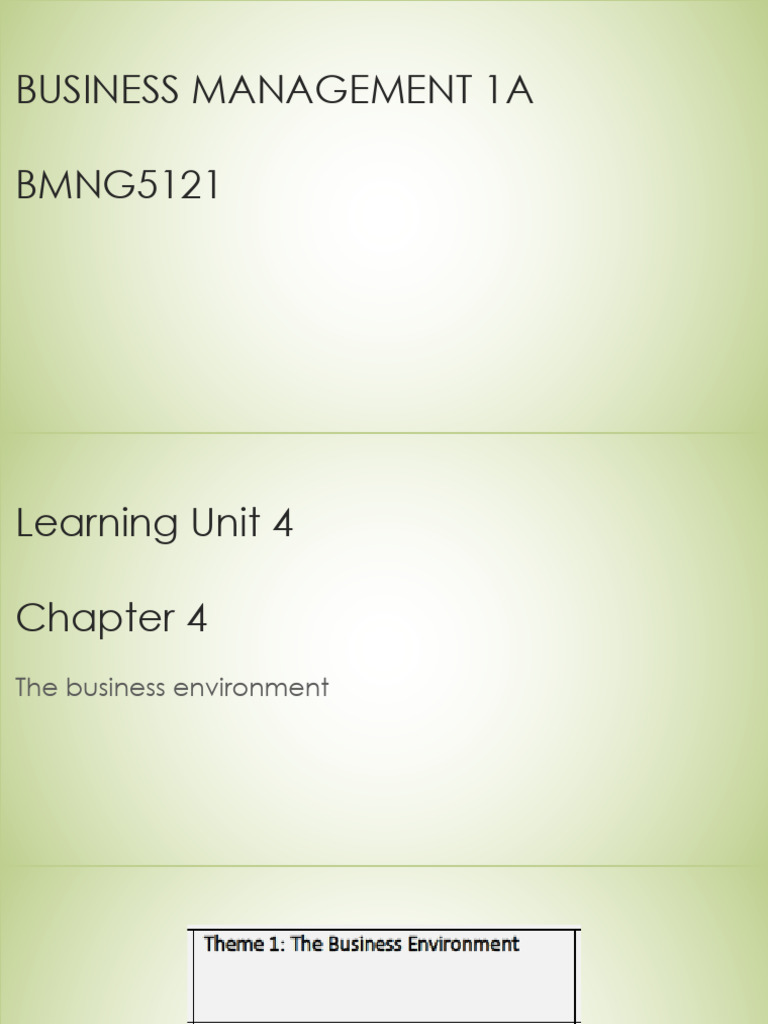 LU4 - The Business Environment | PDF | Labour Economics | Market (Economics)