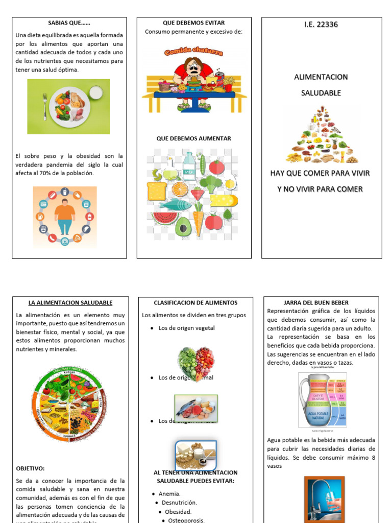 Triptico de Comida Saludable | PDF | Alimentos | Dieta saludable