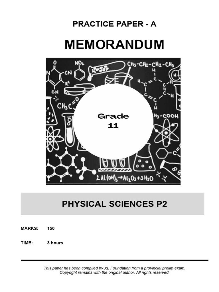 GRD 11 - Phys Science Prac P2-A Memo | PDF | Intermolecular Force | Gases